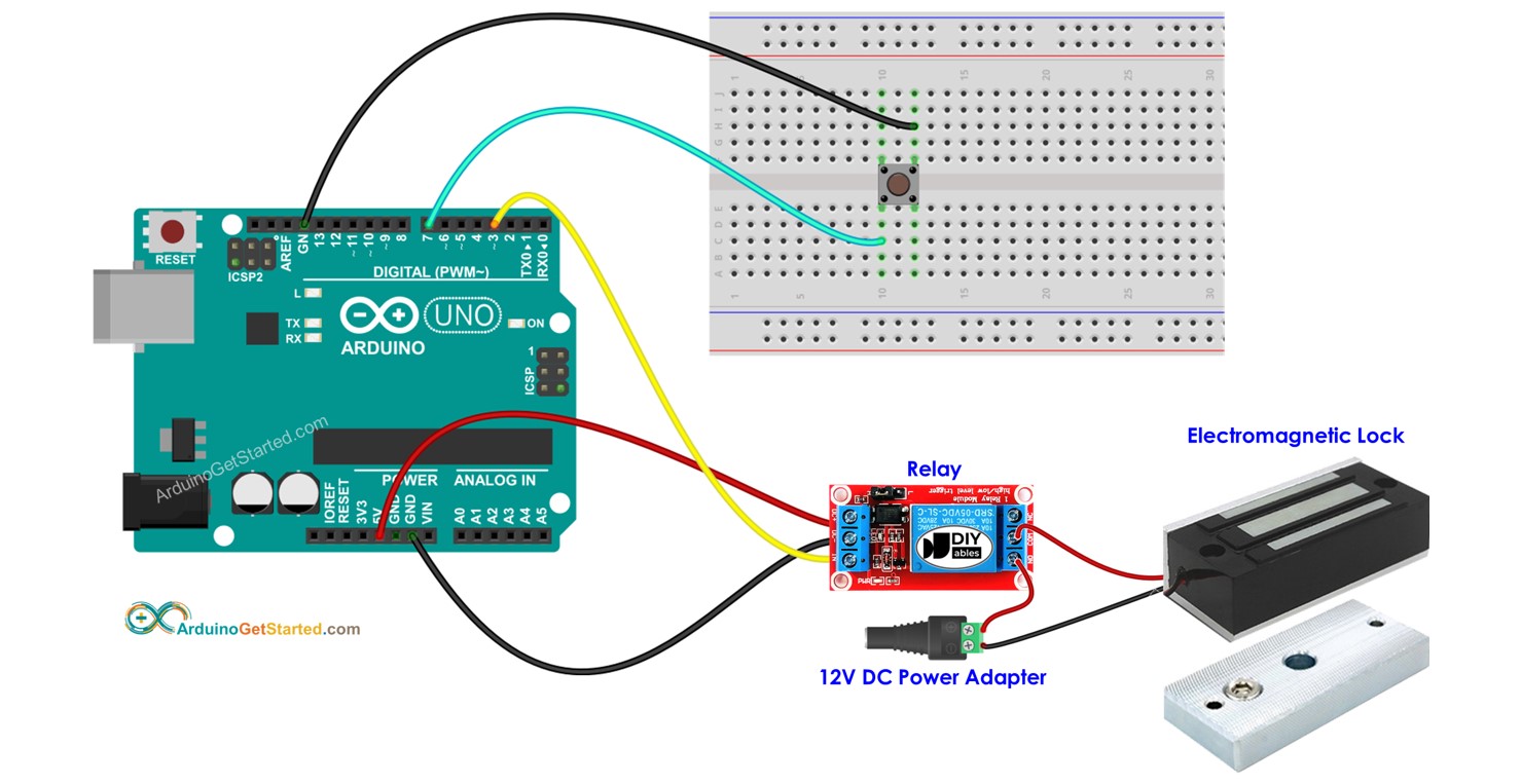 아두이노 버튼으로 전자기 잠금장치 제어하기