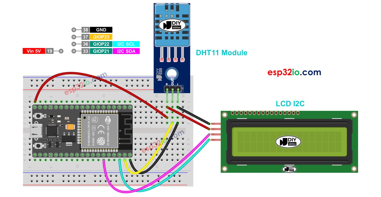 ESP32 - DHT11 - LCD | ESP32 - DHT11 - LCD