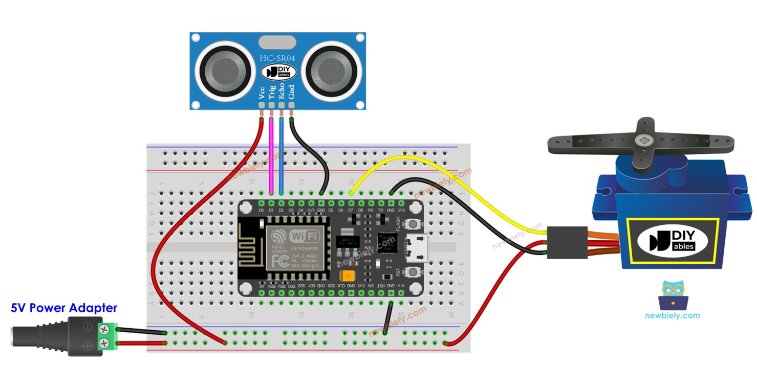 ESP8266 초음파 센서 서보 모터